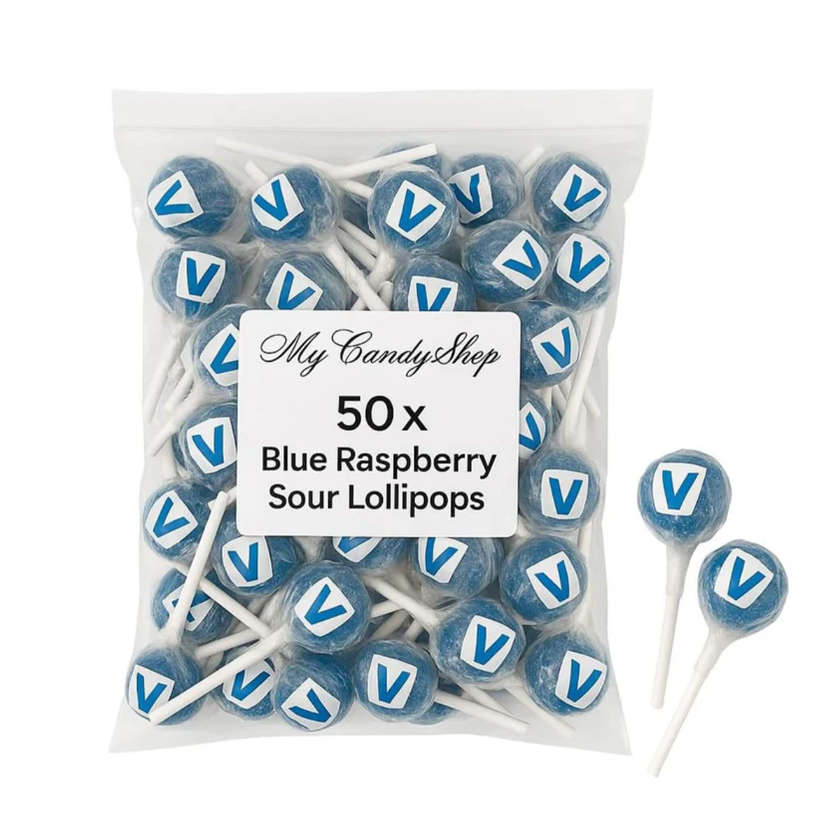 Blue Raspberry Sour Lollipops Halal Tangy Candy – mycandyshopuk